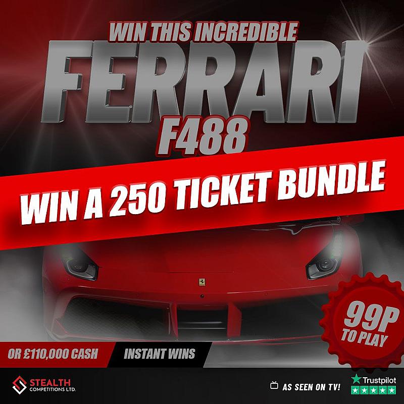 Competition Ferrari-f488-mini-raffle-win-250-tickets | Stealth Competitions